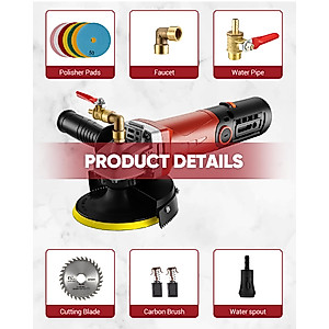 SILVEL Wet Polisher, 860W/110V 6 Variable Speed Granite Polisher with Diamond Polishing Pads , Concrete Polisher, Stone Polisher for Granite/Marble/Concrete/Stones