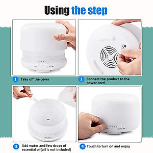 Ultrasonic Cool Mist Humidifier,Portable Small Humidifiers for Bedroom Home Office Travel Kids Baby Room,Aroma Essential Oil Diffuser 7 Color Night Light with High Low Mist Output,Timer,Auto Shut Off