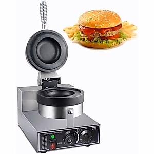 Electric Burger Waffle Maker, 1000W Commercial Single Head Non Stick Panini Press Hamburger Machine, Ice Cream Waffle Baker Machine for Home Kitchen Use Breakfast