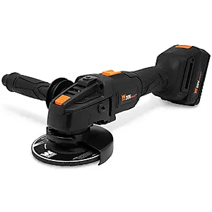 WEN Cordless Angle Grinder, Brushless with 20V Max 4.0 Ah Lithium-Ion Battery and Charger (20944), Black