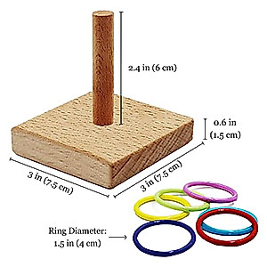 Meric Bird Tabletop Toy with 6-Pc Multicolor Stacking Resin Ring, Interactive Wood Play Gym for Small Birds, 1-Pc Set per Pack