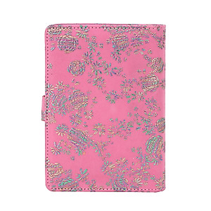 Rose Print PU Leather Journal with Combination Lock Digital Password Journal with Bookmark Pen Loop Retro Privacy Notebook Writing Travel Diary Locking Journal
