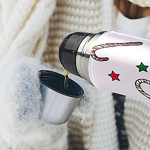 Stainless Steel Leather Vacuum Insulated Mug Merry Christmas Thermos Water Bottle for Hot and Cold Drinks Kids Adults 16 Oz