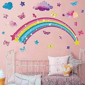 Yanxi Home Decor Large Rainbow Wall Sticker Kids Girls Rainbow Wall Decals Art for Girls Bedroom Nursery Home Decor (Colorful Rainbow) (YLBD-03)