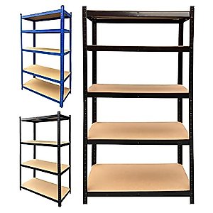 AUTOFU Shelves for Storage 28" W x 12" D x 59" H 5-Tier Metal Shelving Unit Adjustable Utility Rack Multipurpose Shelf for Garage, Basement, Pantry, Warehouse, Shed(Black)
