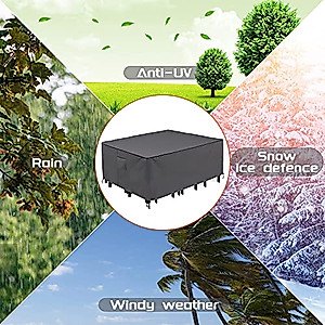 Petgrow Outdoor Cover Patio Furniture Set Covers Waterproof Rectangular Sectional Sofa Set Covers Outdoor Table and Chair Set Covers Water Resistant-74 Inch L x 47 Inch W x 27.5 Inch H