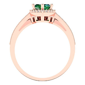 Clara Pucci 2.16ct Marquise Cut Halo Solitaire Simulated Emerald Engagement Promise Anniversary Bridal Ring Band set 18K Rose Gold 3.5