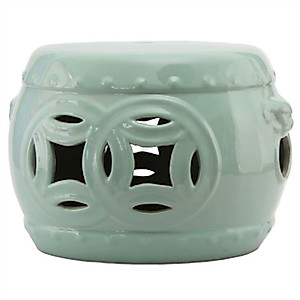JIADIAONI Decorative Ceramic Garden Stool, Glazed Hollow Ceramic Low Stool, Suitable for Living Room, Garden, Shoe Changing Stool, Etc. (Color : Shade Clear)