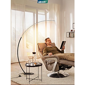 LEDIARY Arc Floor Lamp, 65" Modern Floor Lamp with Remote Control, Dimmable Standing Lamp, Black LED Reading Lamp for Living Room Bedroom Office Home, Stepless Color Temperature
