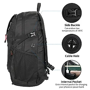 WATERFLY Lightweight Packable Hiking Backpack: Foldable Travel Daypack Ultralight Camping Day Pack for Woman Man
