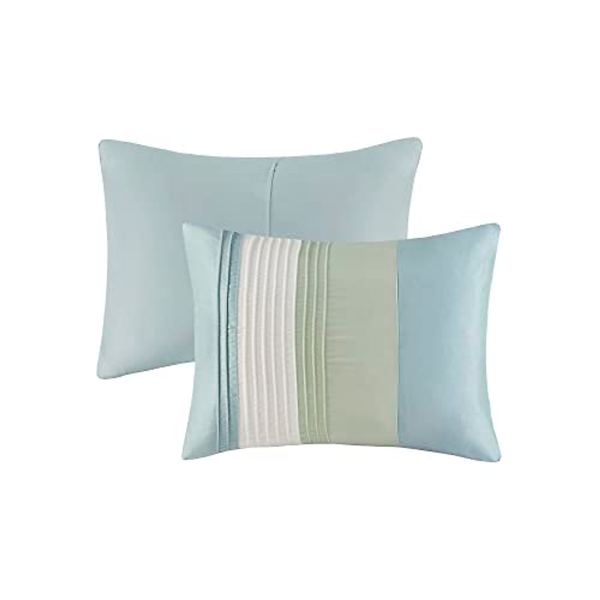 Madison Park Amherst Faux Silk Comforter Set-Casual Contemporary Design All Season Down Alternative Bedding, Matching Shams, Bedskirt, Decorative Pillows, King(104"x92"), Green, 7 Piece (MP10-847)