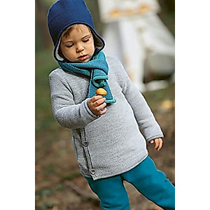 Ecoable Baby Long Sleeve Thermal Cardigan Sweater, Organic Merino Wool, Boys and Girls Sizes Newborn - 2 Years (EU 98-104 | 2-3 Years, Burgundy Rose)