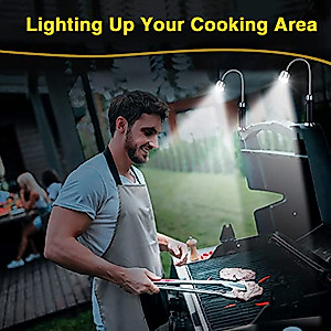 Barbecue Grill Light, BBQ Grilling Accessories for Outdoor with Magnetic Base, Stocking Stuffers Grilling Gifts for Men, 360 Degree Flexible Neck, Water & Heat Resistant, Batteries Included - 2 Pack