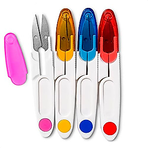 4Pcs Embroidery Scissors with Cover - Thread Snippers for Sewing Portable Scissors Fabric Scissors Bonsai Scissors Snips Scissors for Sewing - Embroidery Thread Scissors for Crafting Supplies