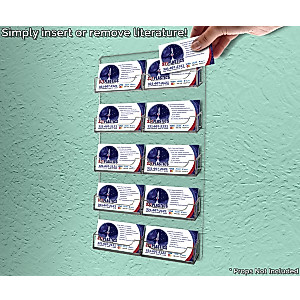 Marketing Holders Hanging Business Card Holder 10 Pocket with Hardware for 3.5" x 2" Contact Info Cards Multi Slot Space Saving Rack Wall Mount Organizer Clear Acrylic Display