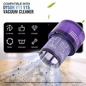 Upgraded Canister Replacement for Dyson V11 V15 SV14 SV15 SV22 Vacuum Cleaner Dust Bin, for Large Bin Part no. 970050-01 and Part no. 965443-01 with HEPA Filter