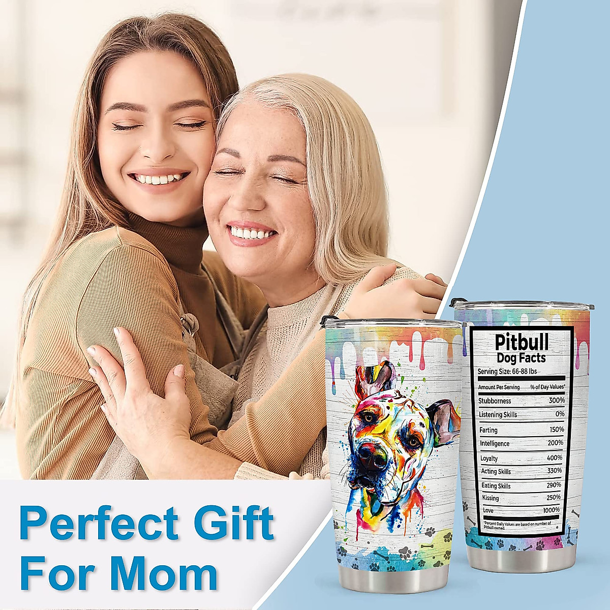 Limima Gifts for Pitbull Lovers for Christmas, Pitbull Gifts for Owners, Christmas - Halloween - Birthday Gift Ideas for Pitbull Mom - Pitbull Dad, Pitbull Funny Facts 20oz Tumbler Cup Mug