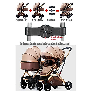 High View Pram 2-in-1 Toddler Stroller Foldable Pram Carriage Reclining Seat and Carbon Steel Frame,Mobile Crib,Reversible Bassinet,Detachable Armrest (Color : Pink)