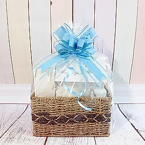 WEWILUCK Gift Wrap Bows Big, Blue Bow for Gift Baskets, Flower Bouquet, Paper, Pull Bows for Gift Wrapping, Gift Bag, Box, Baby Showers, Hanukkah(6 inches, 15PCS)