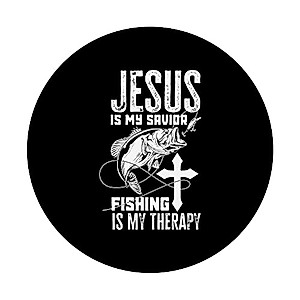 Jesus Fishing Therapy Christian Fisher Fishman Fishing PopSockets Swappable PopGrip