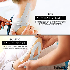 (135 Feet) Bulk Kinesiology Tape Waterproof Roll Sports Therapy Support for Knee, Muscle, Wrist, Shoulder, Back/Original Uncut Premium Therapeutic Elastic & Hypoallergenic Cotton - (White)