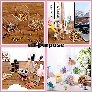 LOVPLAY Acrylic Boxes Plastic Square Containers Plastic Clear Acrylic Cube with Lid Storage Box 2 Packs 4.7x4.7x4.7Inches Candy Wedding Party Pill Jewelry Boxes