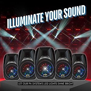 MUSYSIC PA Power Bluetooth Speaker 2000W with Dual UHF Wireless Microphones Bluetooth/FM/USB/SD PA System 15” Speaker with Rechargeable Battery MU-U15PA