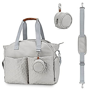 Lmbabter Diaper Tote Bag-Breast Pump Bag Diaper Organizer Bag with Pacifier Case Mommy Baby Bag for Work,Weekender