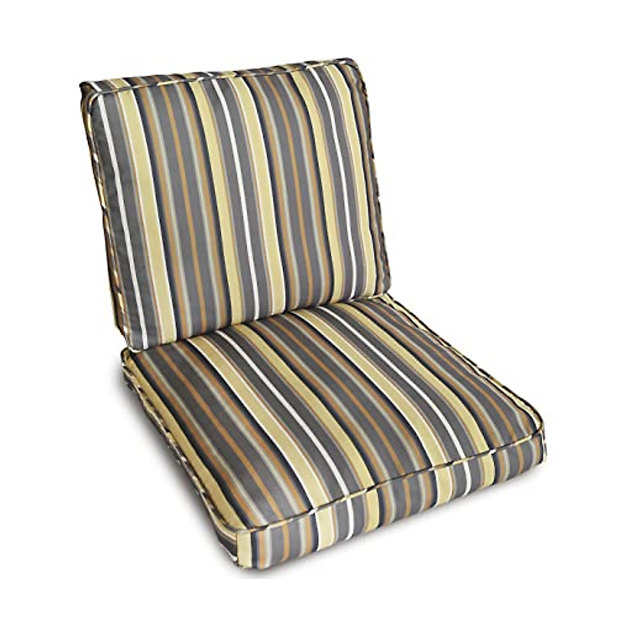 Makimoo Striped Indoor/Outdoor Corded Chair Cushion, Durable Patio Furniture Cushion Set: Patio Cushions Seat: 22" W x 22" D x 4" T;