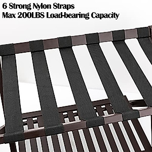 Purbambo Luggage Rack, Bamboo Folding Luggage Rack Suitcase Stand with Storage Shelf for Home Bedroom Guest Room - Brown