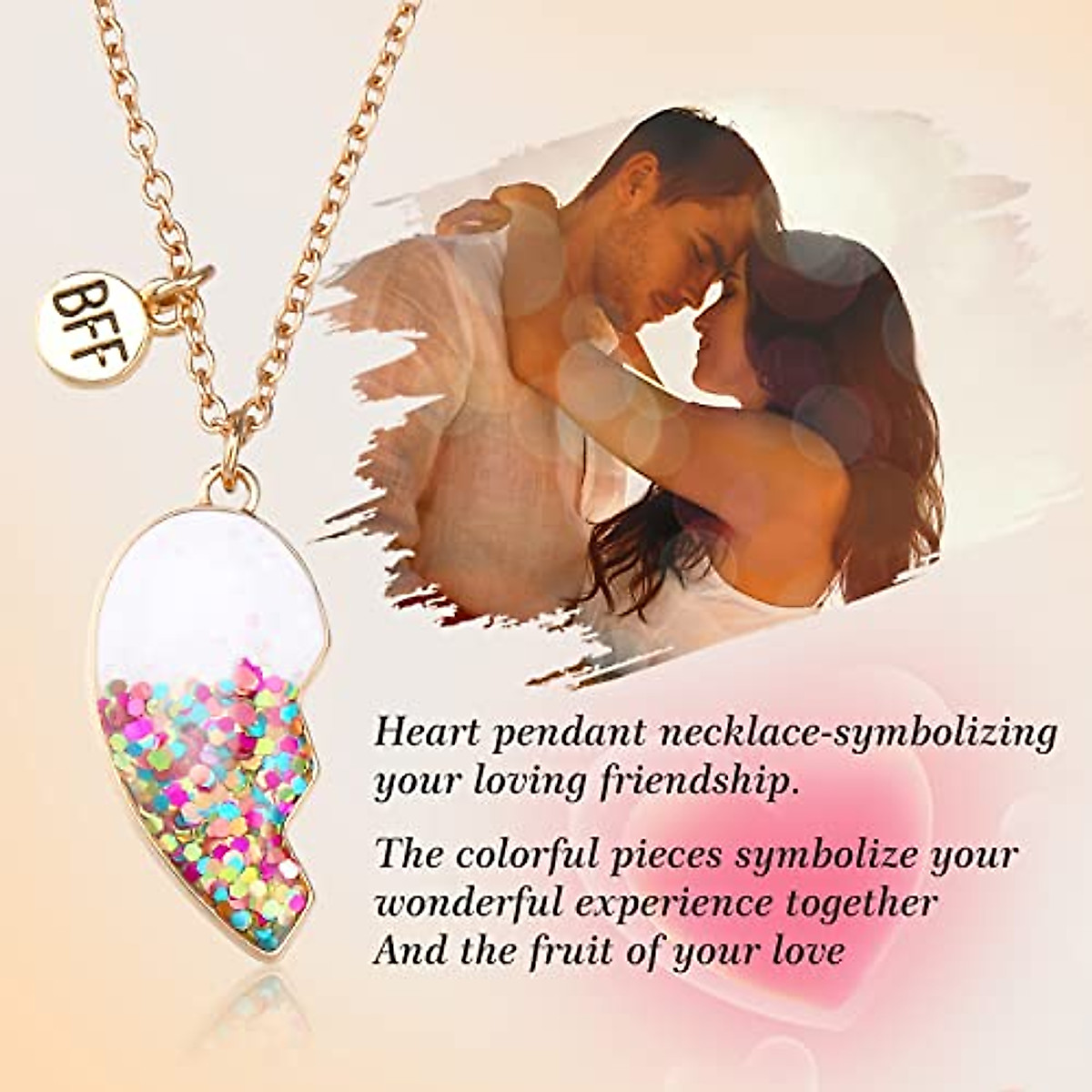 PAFUWEI Friendship Necklaces for 2 Girls,Pendant Bff Necklace Magnetic Matching Necklaces for Best Friend Half Heart Necklace Best Friend Necklaces for 2 Girls Sister