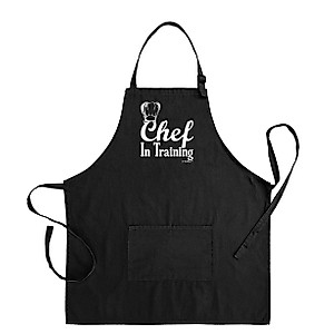 ThisWear Chef in Training Funny Apron for Kitchen Two Pocket Apron Black