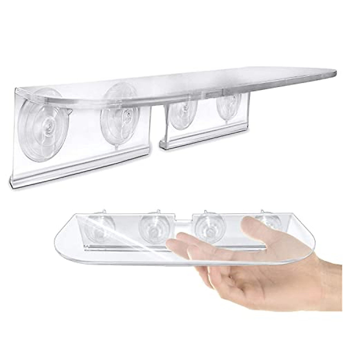 Window Garden Double Veg Ledge - Window Shelf for Plants, Clear Acrylic Shelves - Suction Cup Indoor Plant Holder - Glass Window Sill Extender for Microgreens Kit, Planters (1 Pack)