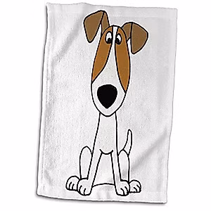 3dRose Cute Funny Unique Jack Russell Terrier Puppy Dog Cartoon - Towels (twl-291126-1)