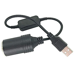 AYECEHI USB A Male to 12V Car Cigarette Lighter Socket Female Step Up Cable Inverter Converter Car Cigarette Lighters Compatible Driving Recorder GPS E-Dog Etc-Black