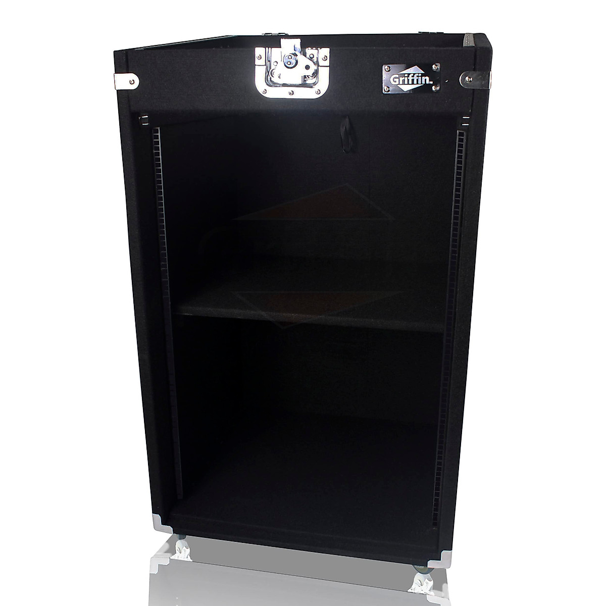 Griffin Ultimate Rackmount Studio Mixer Flight Road Case 25U Mount Space Pro-Audio Amp Cabinet Travel Trunk For Music Gear Recording Equipment | Portable DJ Sound Booth Rack Stand Carpet PA Cart