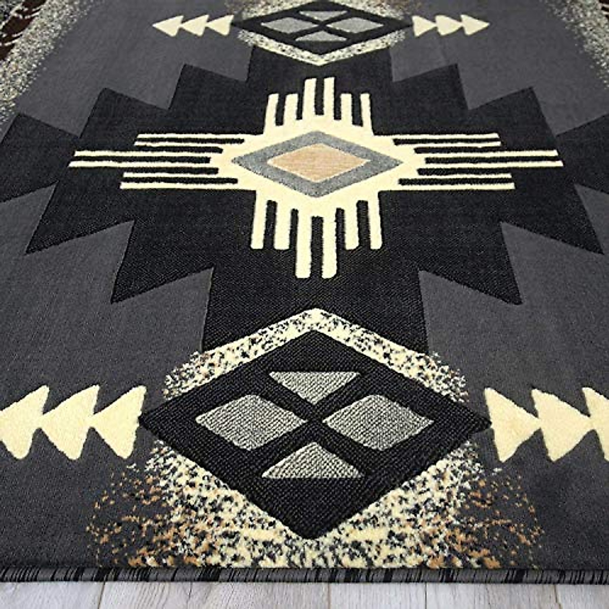 Champion Rugs Southwest Navajo Aztec Native American Tribal Gray Area Rug Carpet (5 Feet 3 Inch X 7 Feet 5 Inch)