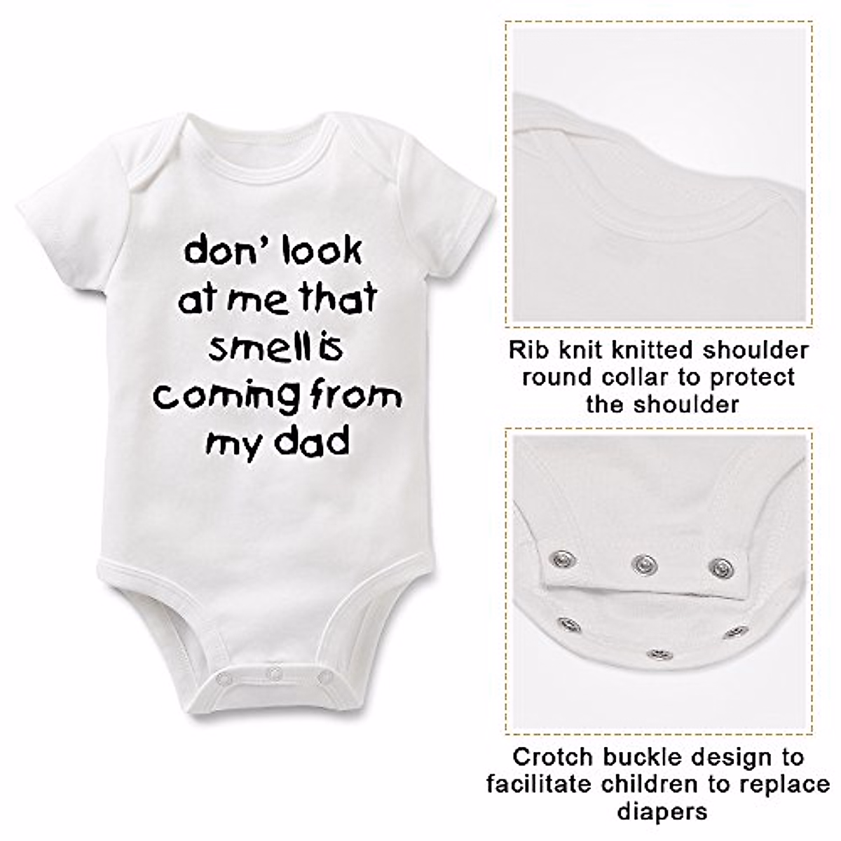 Rocksir Funny Slogan Super Soft Cotton Comfy Baby Short Sleeve Bodysuit (dad1, 3m)