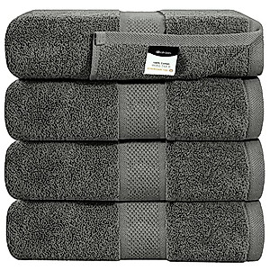 Oakias Grey Bath Towels – 4 Pack – 27 x 54 Inches – Highly Absorbent, 600 GSM Fluffy & Soft Luxury Bath Sheets