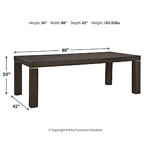 Signature Design by Ashley Hyndell Contemporary Dining Extension Table, Seats up to 8, Dark Brown