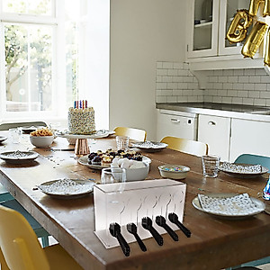 Acrylic Utensil Dispenser Cutlery Organizer 5 Compartment Plastic Silverware Holder Utensil Display Holder Caddy for Chopsticks Knife Spoon and Fork Cutlery Storage for Kitchen Restaurant CounterTop