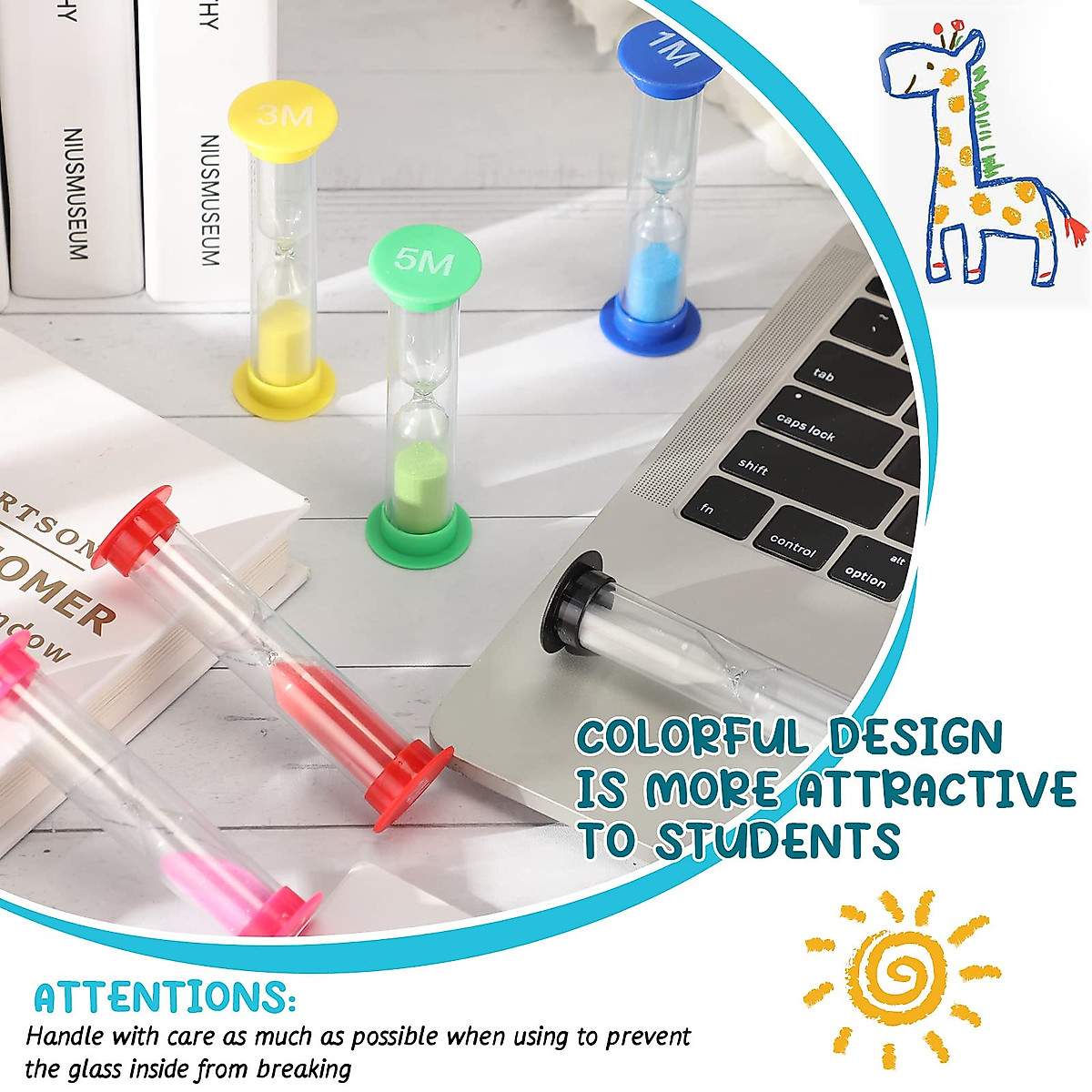 Xuhal 60 Pcs Back to School Sand Timer for Classroom Small Colorful Plastic Hourglass Sand Clock Bulk Hour Glass 30sec/ 1min/ 2mins/ 3mins/ 5mins/ 10mins for School Kids Teacher Learning Games