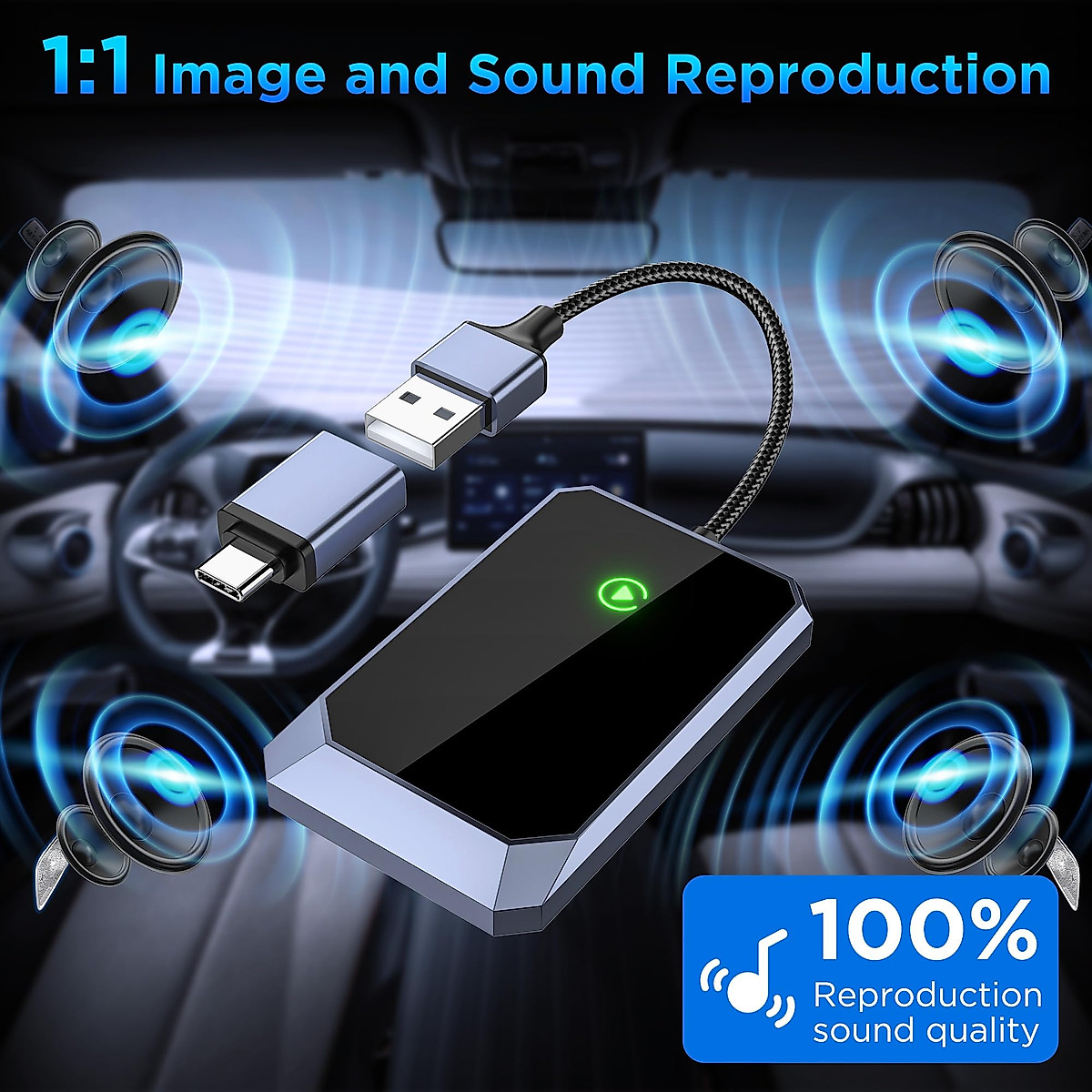 Wireless Carplay Adapter, Converts Wired to Wireless carplay Adapter for iPhone, Wireless Control Plug & Play Carplay for Cars from 2017 & for Apple iPhone iOS 10+