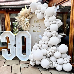Double Stuffed White Balloon Garland - Pastel White Balloons Different Sizes 18/12/5 Inch Matte Latex Arch For Baby Shower Birthday Bridal Shower Wedding Party Decorations