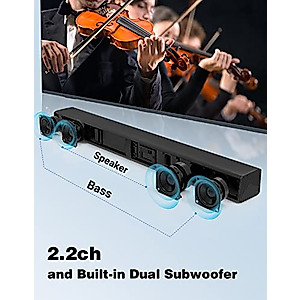 Puxinat 2 in 1 Separable Sound Bars for TV, 2.2 Channel 32Inch Bluetooth 5.0 TV Speaker for Surround Sound System, Built-in Dual Subwoofer, Bass Adjustable, Remote Control Included