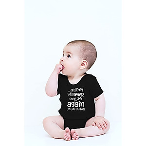 CBTwear And They Will Never Sleep Again Muahaha - Baby Clothes - Funny Newborn Bodysuit Outfits for Boys and Girls (6 Months, Black)