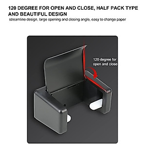 Toilet Roll Paper Holder, 120 Degree Plastic Black Wall Mounted Self Adhesive No Punching Container, Toilet Tissue Holder for Bathroom, Kitchen, Living Room(15.7X9.9X8.2Cm)