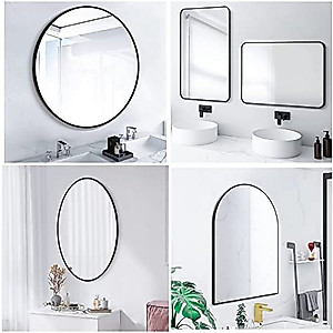 SCWF-GZ 20x30 Square Mirror Full Length Wall Mounted Hanging or Against Wall Metal Frame Dressing Make-up Mirrors for Entryway Bedroom Bathroom Living Room 20 30 inch Black
