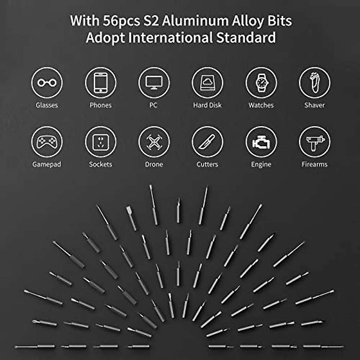 wowstick Mini Electric Screwdriver,3 LED Lights, Electric Screwdriver Cordless Rechargeable Set (62)