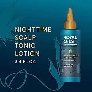 Head & Shoulders Royal Oils Curly Hair Product Nighttime Scalp Tonic Lotion with Peppermint and Hemp Oil, Sulfate Free, 3.4 Fl Oz